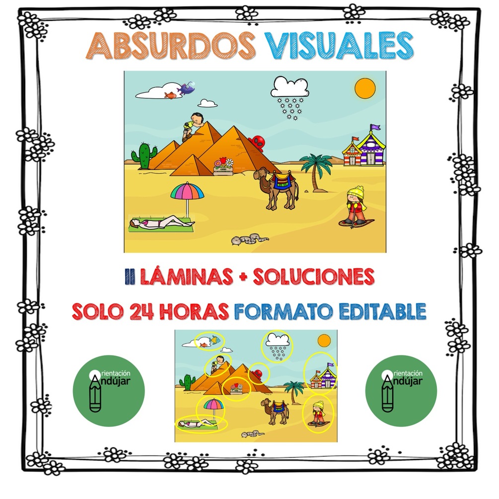 60 TARJETAS ABSURDOS VISUALES + 11 LÁMINAS NUEVAS DE ABSURDOS