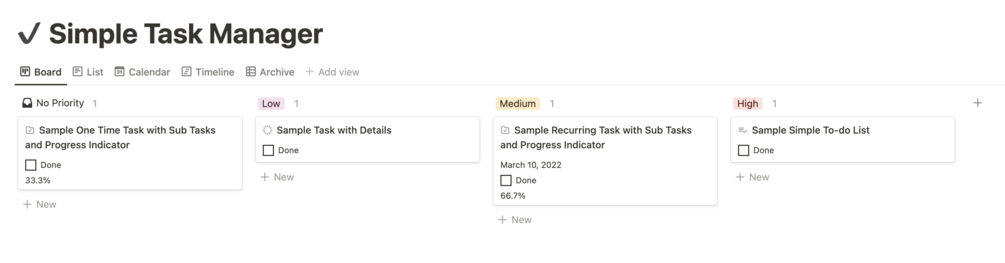 Simple Task Manager [Notion Template]