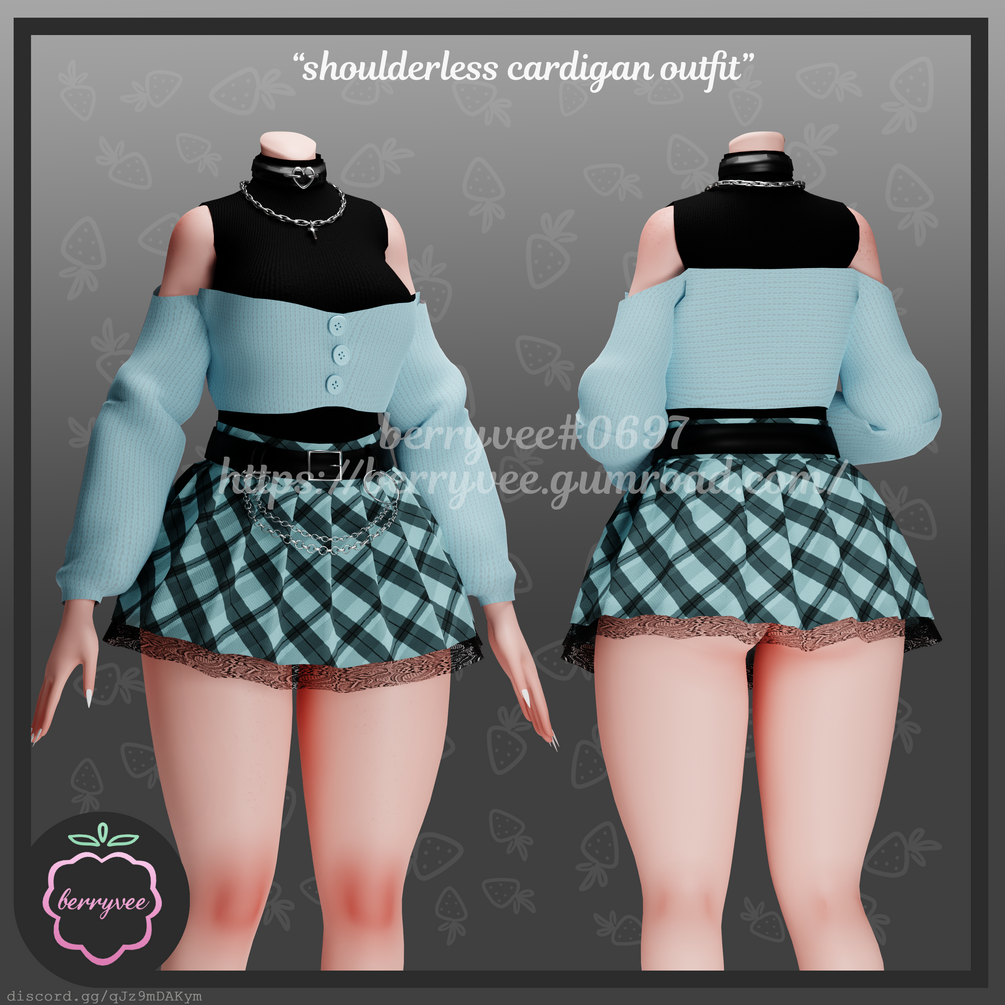 "shoulderless cardigan outfit" [commercial use]