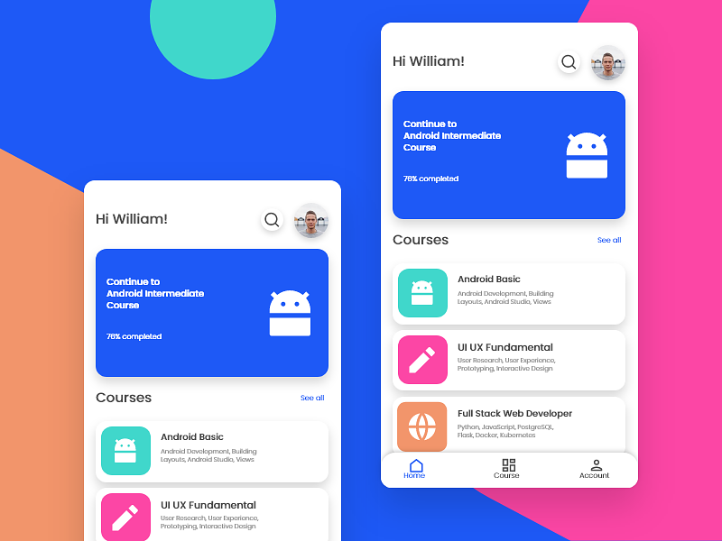 Education App UI Design - Adobe XD