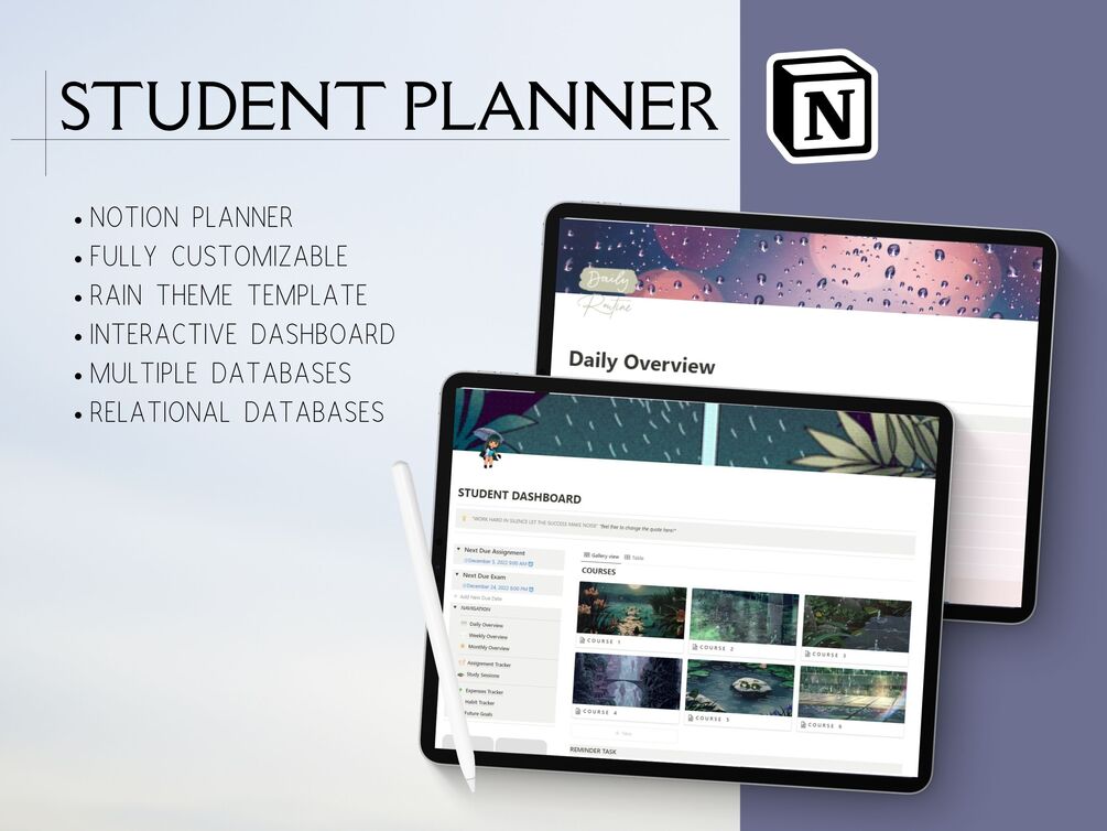 Notion Template Student Planner, Academic Planner, Notion Dashboard ...