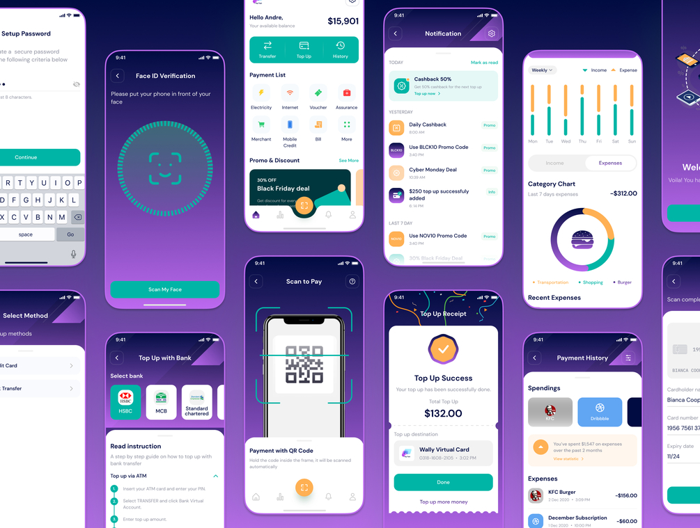Free Pay Fast App UI Kit - Figma, Sketch & XD UI Template