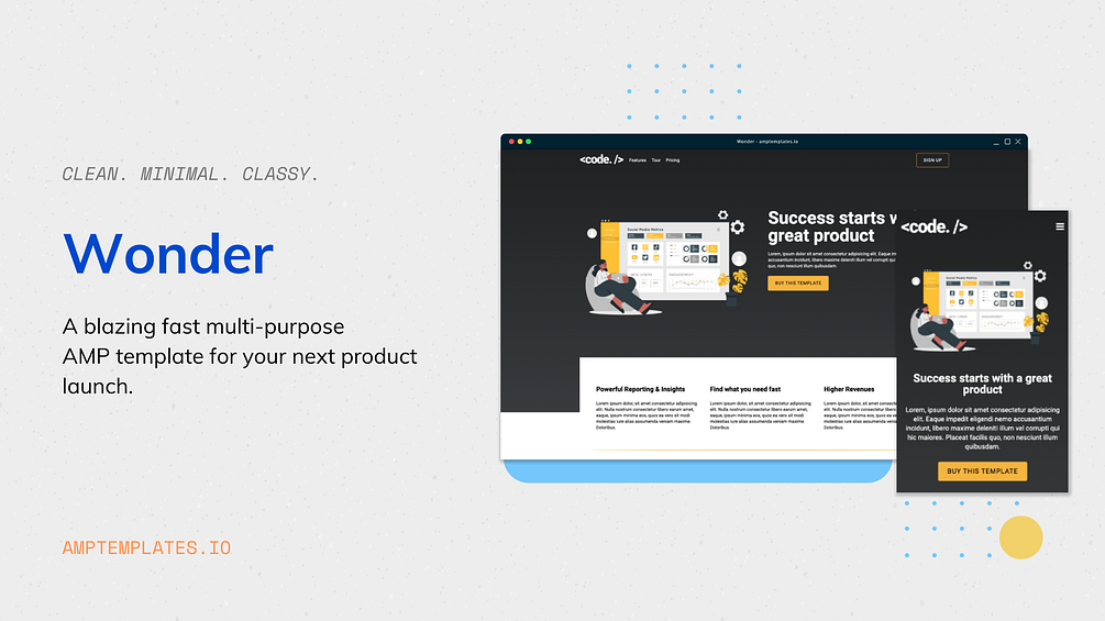 Wonder | Clean & Modern SaaS AMP Template