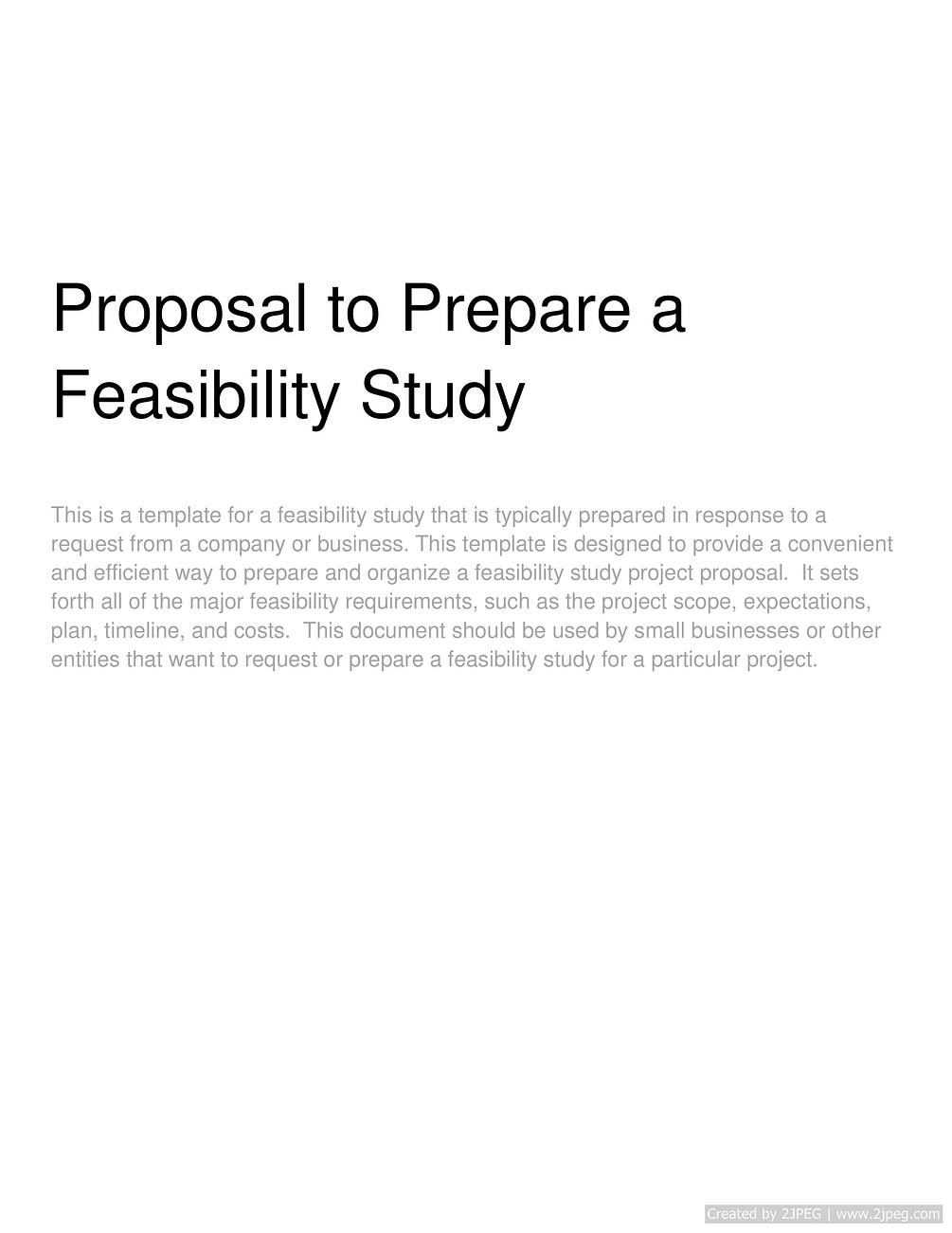 Proposal to Prepare a Feasibility Study