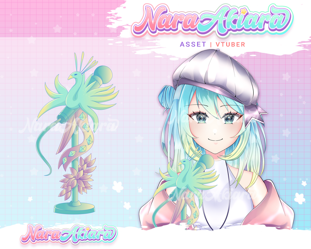 Vtuber Assets Microphone with Beauty Bird