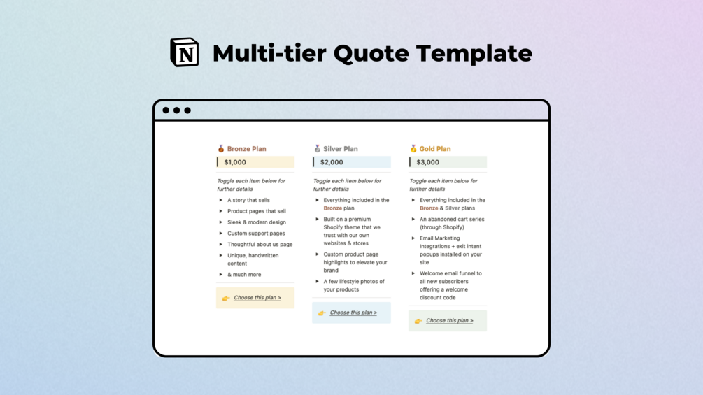 Multi-tier Quote Notion Template for Agencies