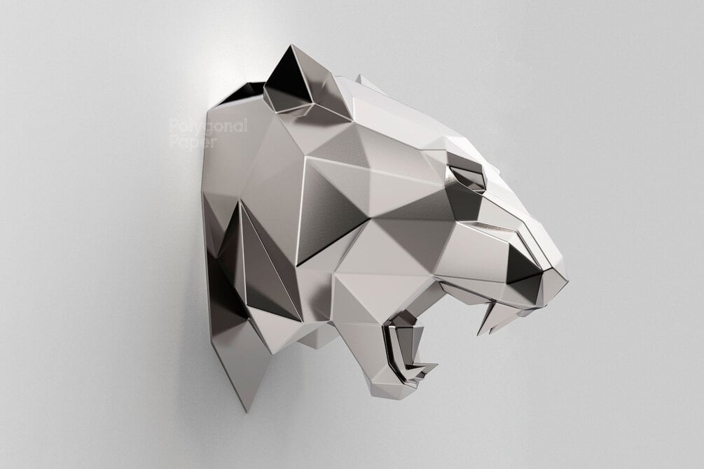 Tiger Head: Drawings for Laser Cutting and Welding. Polygonal Low Poly ...