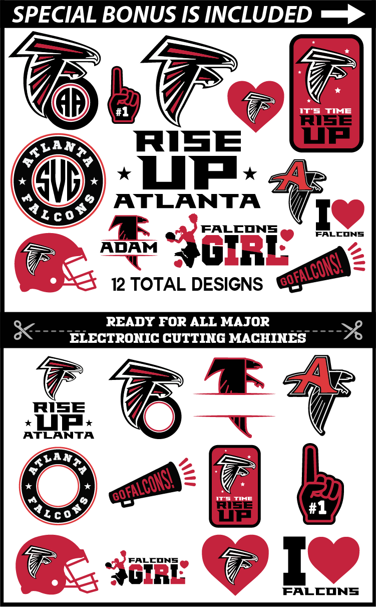Atlanta Falcons Svg Cut Files | 12 Designs + Special GIFTS