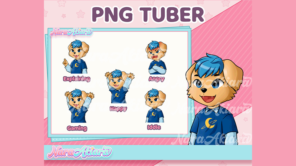 Elevate Your Vtuber Stream with Chibi PNGTuber Avatar Retriever Dog