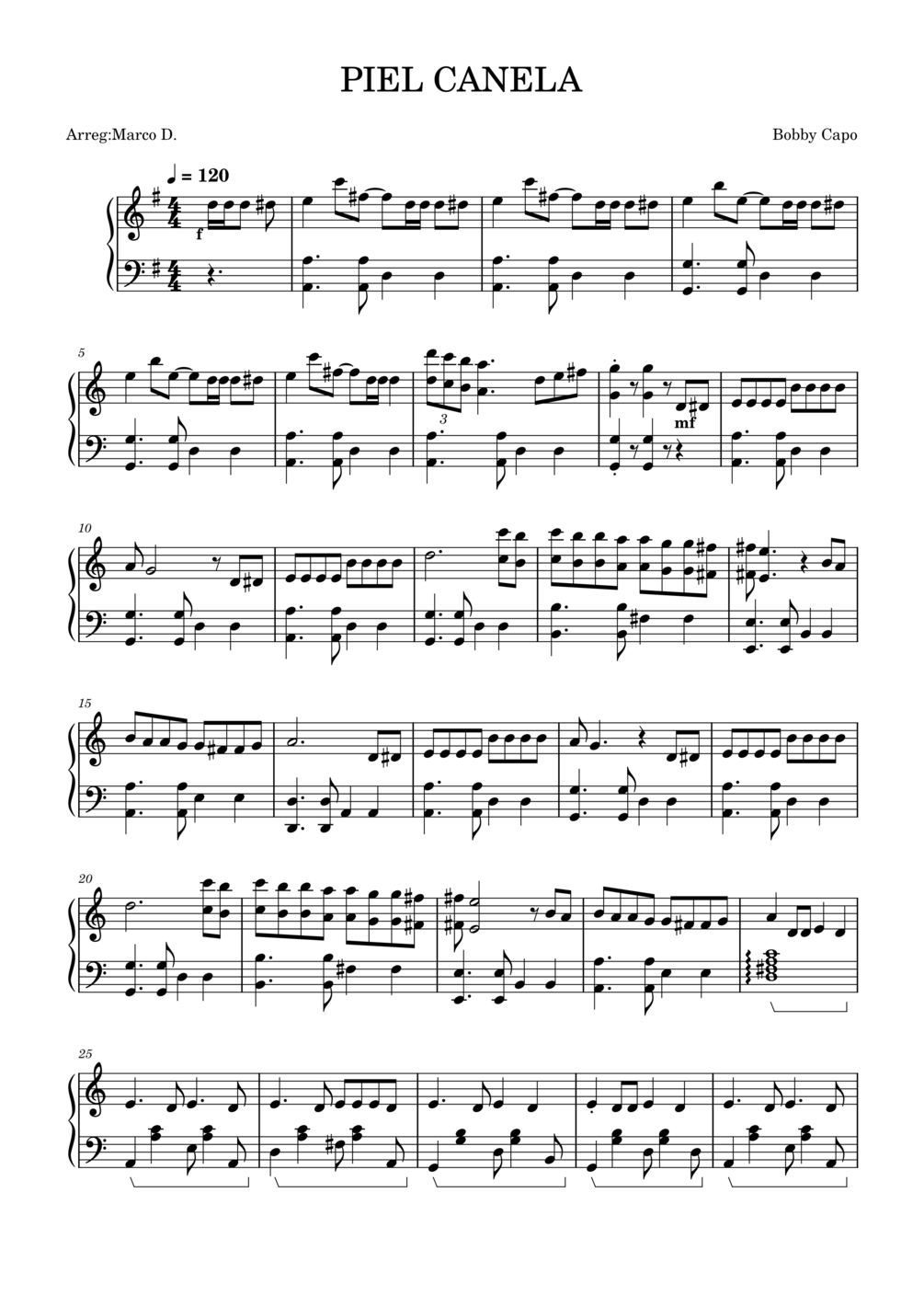 PIEL CANELA | Bobby Capo SHEET + MIDI