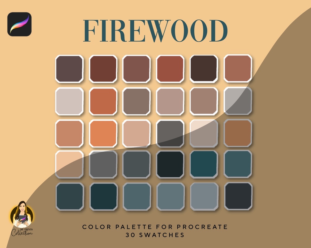 Firewood Procreate Color Palette | 30 Swatch | Fall Tones | Wood ...