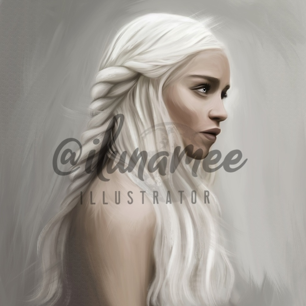 Oil painting portrait of the beautiful Daenerys Targaryen (Game of ...