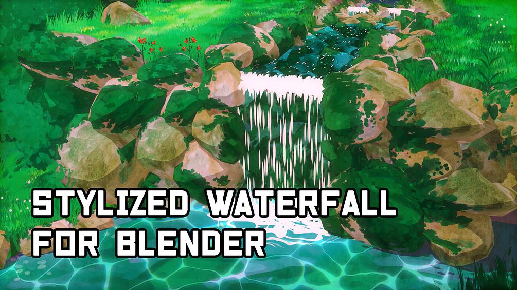Stylized waterfall in Blender