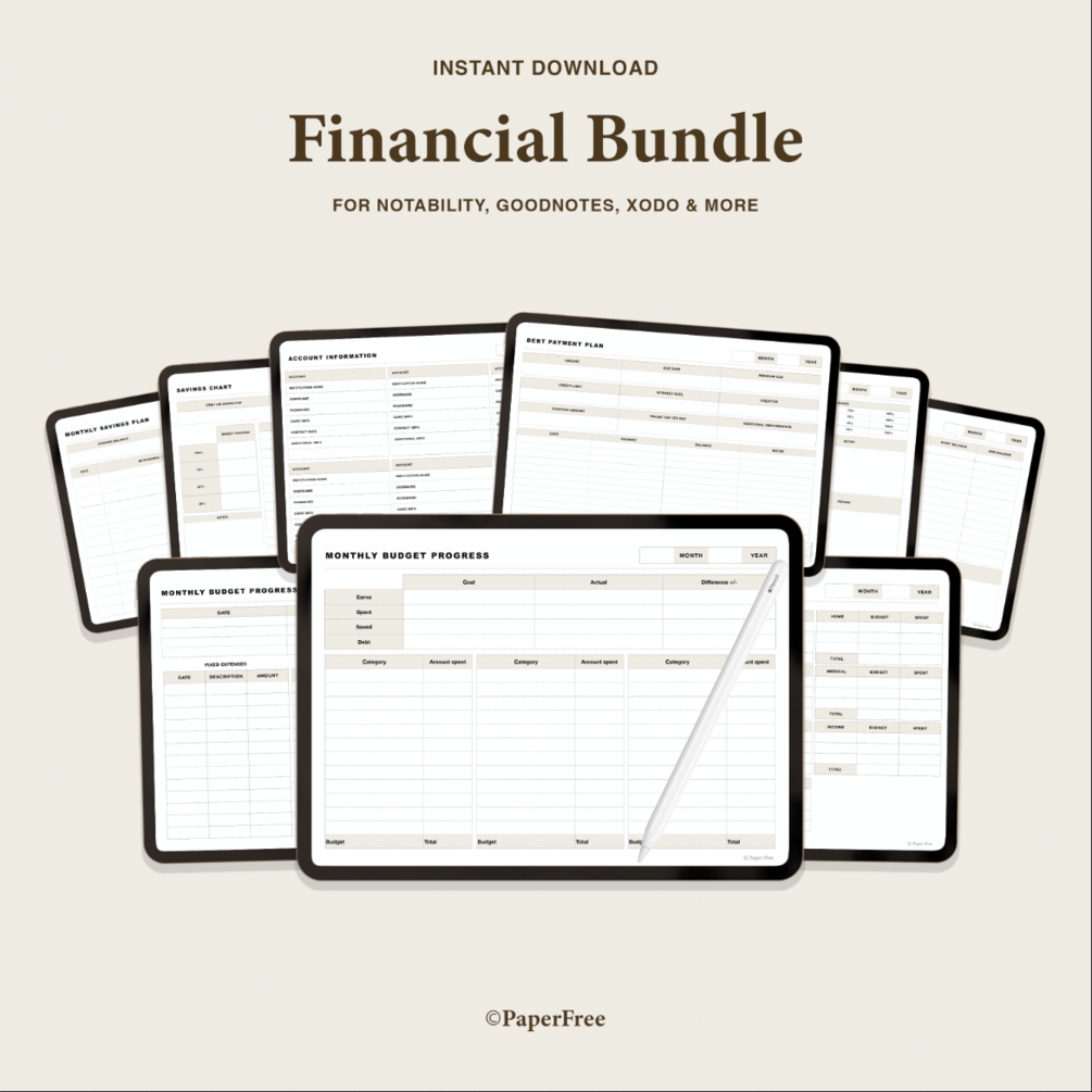 Digital Financial Bundle For GoodNotes Notability Printables PDF