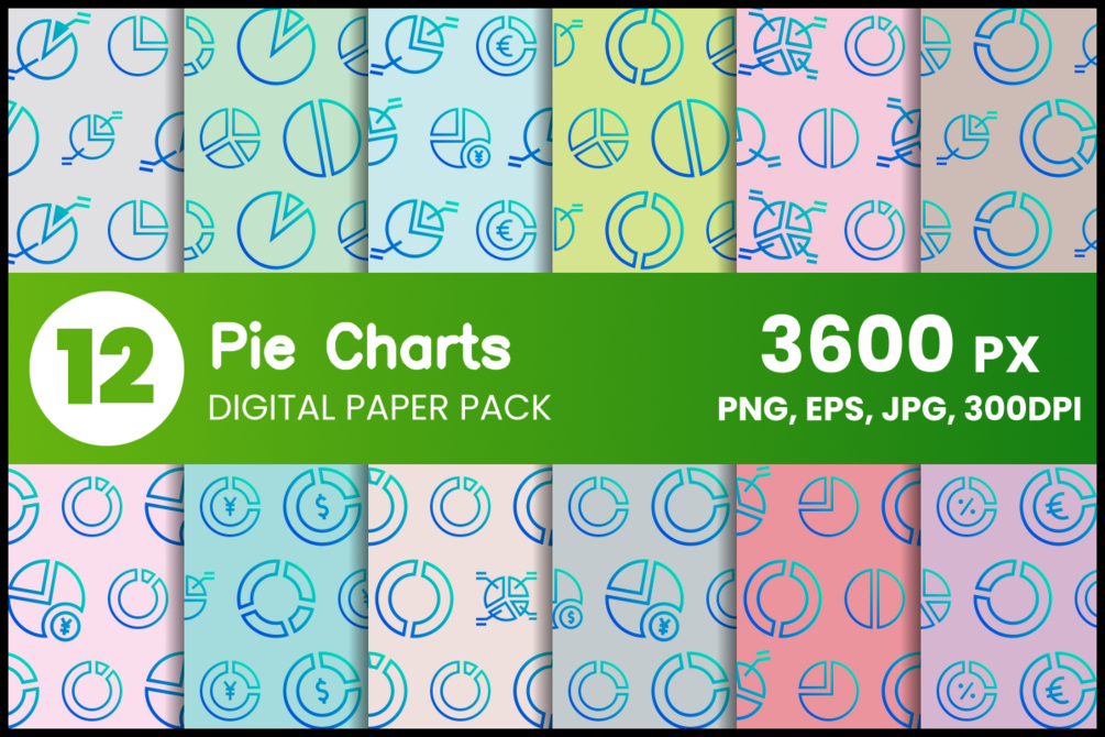 Pie Charts 12 Digital Paper Set