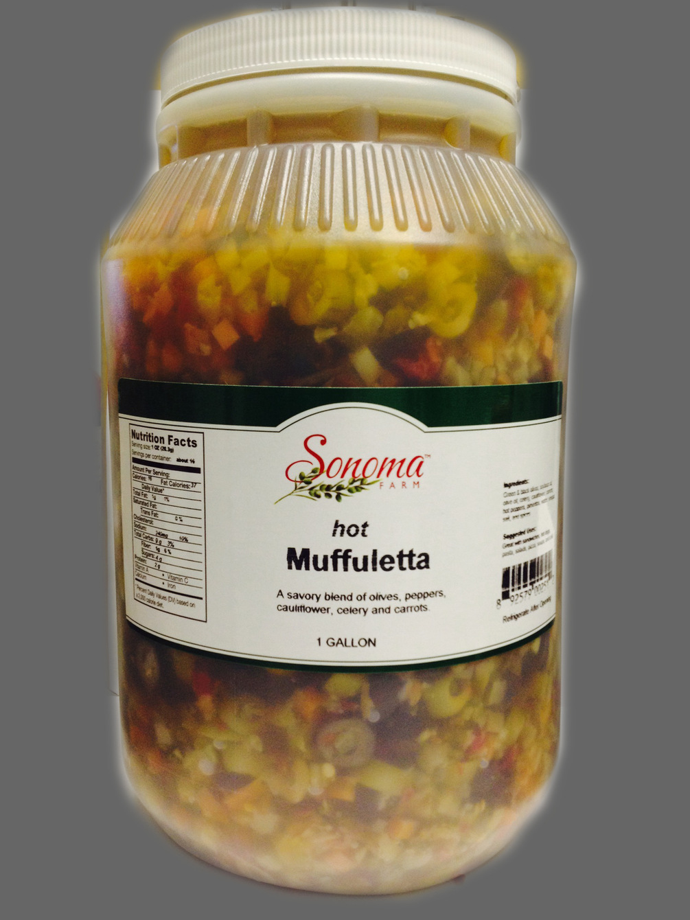 Muffuletta Hot ( Sicilian Olive Salad) Bulk 1 Gallon /128oz -Food Service