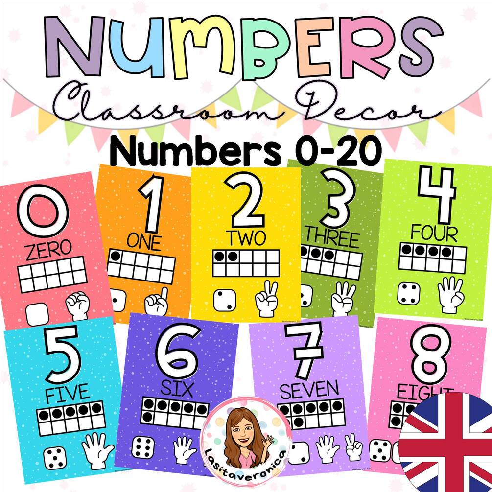 Carteles con números. Arcoíris. Decoración el aula / Numbers Posters ...