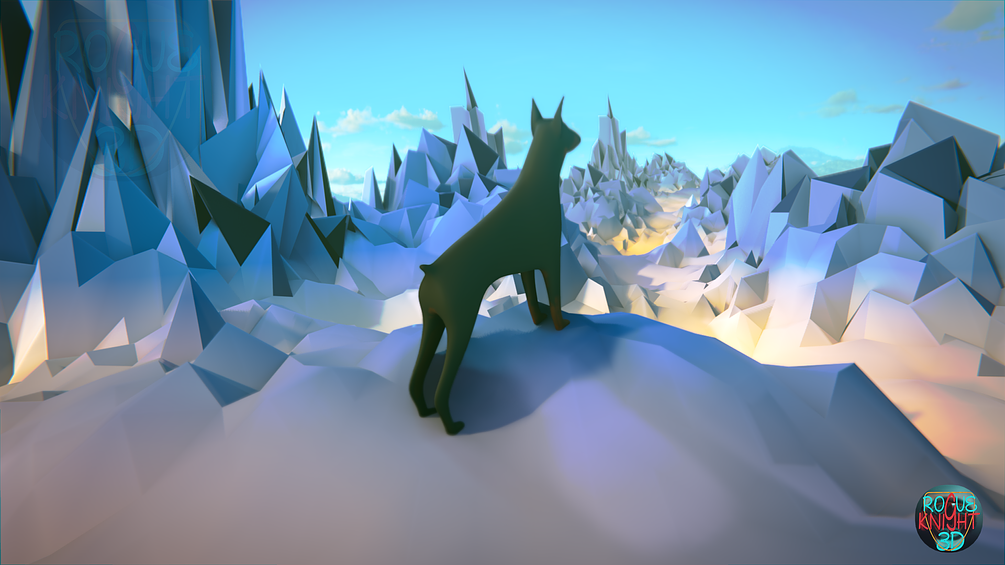 Low Poly Fantasy Environment 3d Model + 2 Low poly Dog Models Pack included