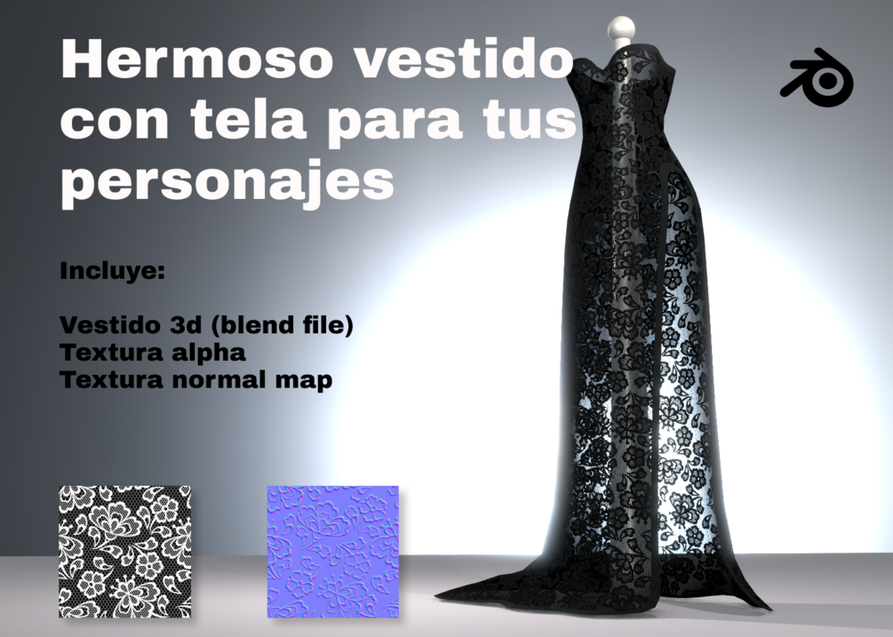 Vestido con texturas (Blender)