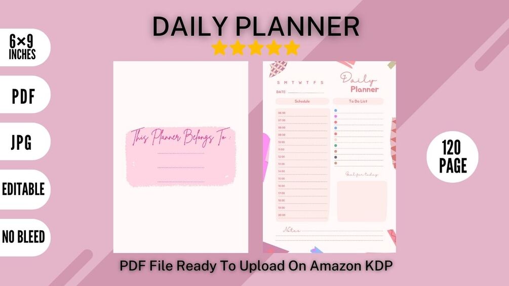 Daily planner | Daily journal | KDP interior Template