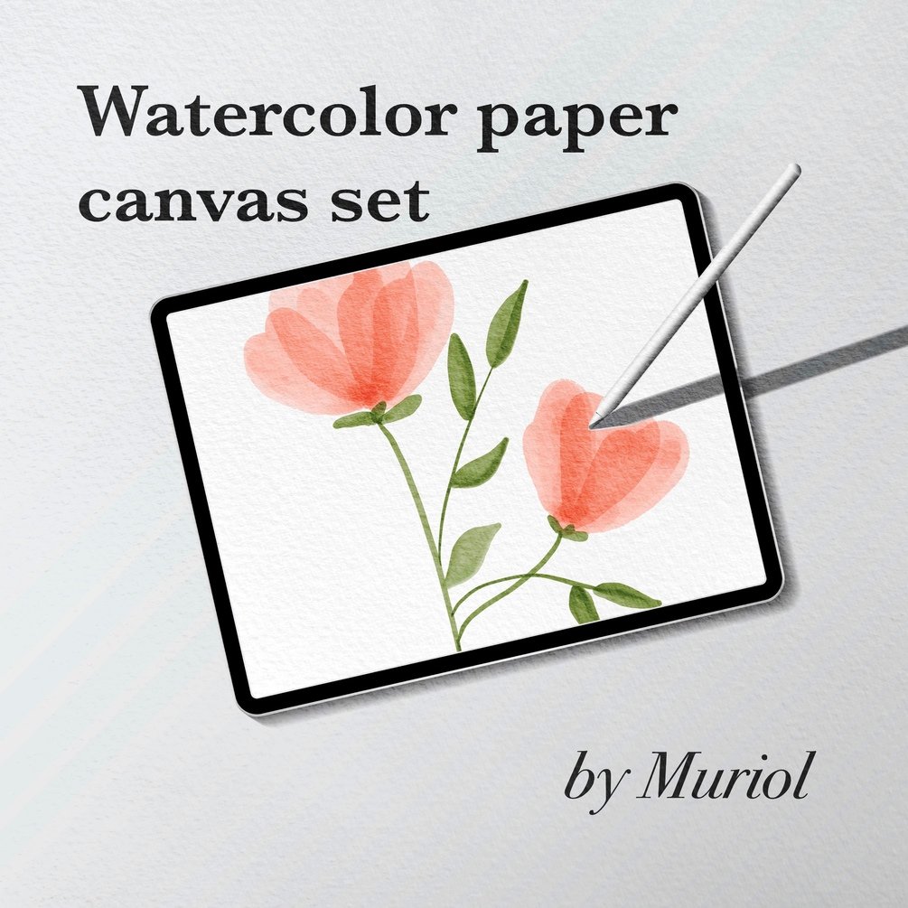 Procreate | Watercolor Paper Texture Canvas Set&Watercolor brushes