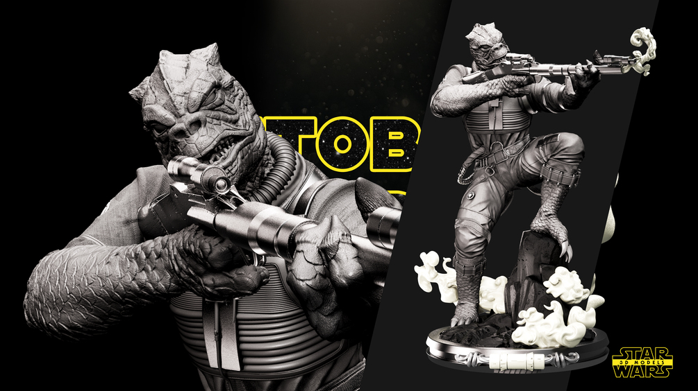 Bossk Sculpture - Star Wars 3D Models - Tested and Ready for 3D printing