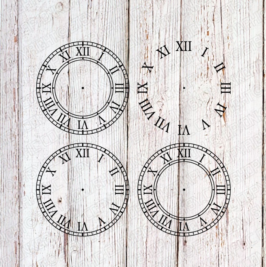 Roman Numeral Vintage Clock Face Template Cricut Silhouette Svg Vector ...