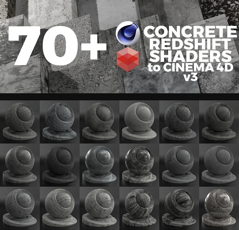 70+ Redshift Shader to C4d Concrete v3