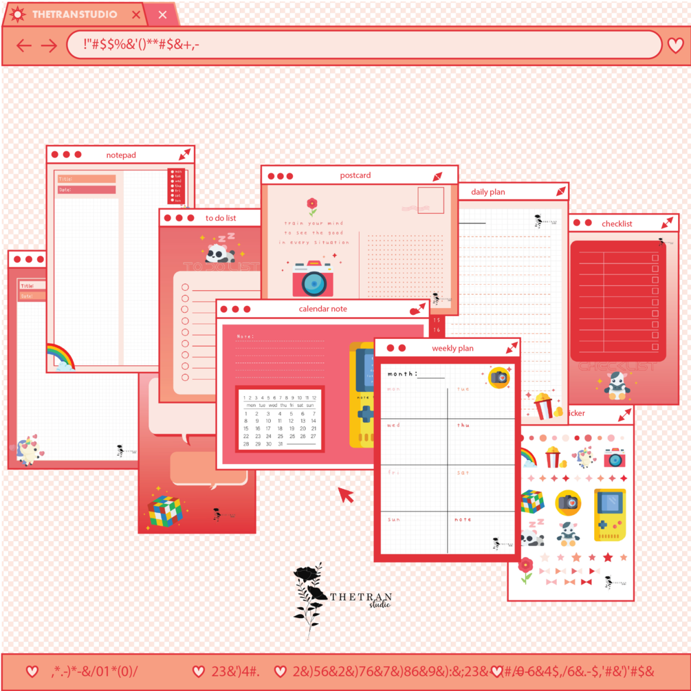 Cherry Planner Kit Template | Printable Digital Product Instant Download
