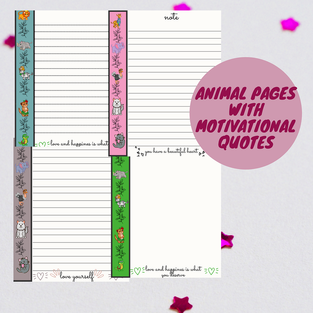 cute animal stationery writing pages, journal