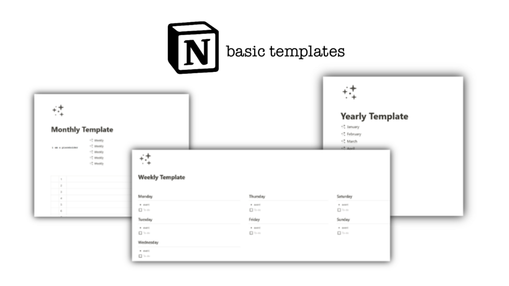 Minimalist Weekly Monthly Yearly Planner Notion Templates Bundle
