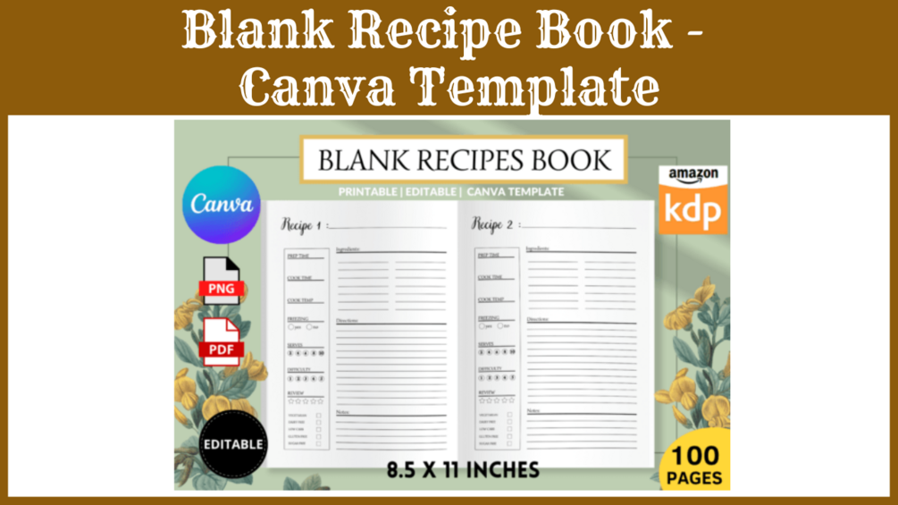 Blank Recipe Book - Canva Template
