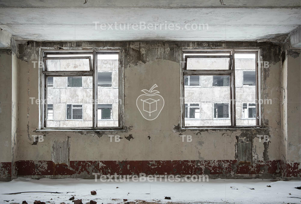 Dead city inside, ruins of the abandoned building