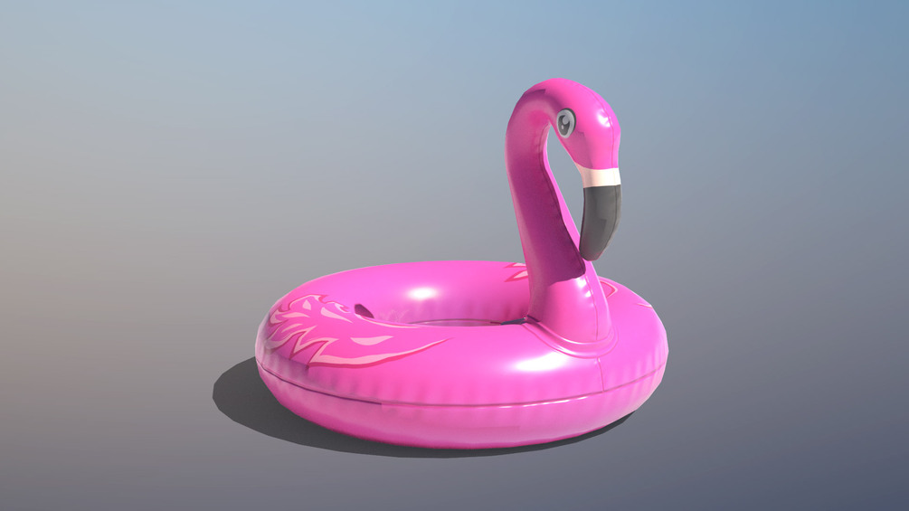Inflatable Pink Flamingo Toy PBR Low-poly 3D model