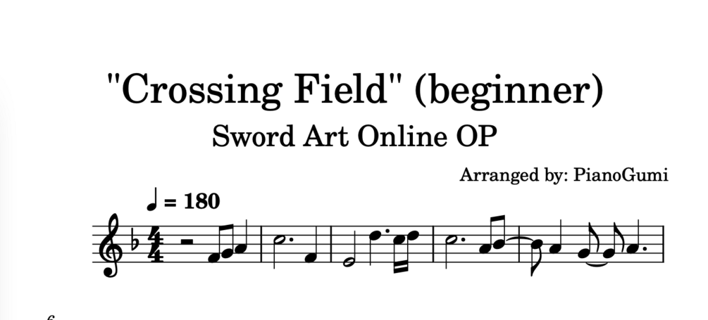 Sword Art Online OP - "Crossing Field" - BEGINNER Piano Sheet Music