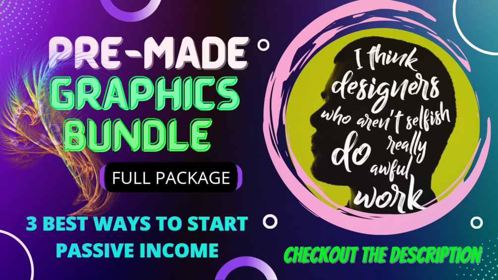 Pre-made Graphics Bundle Full Package With Bonus. A Blueprint To Earn 6 ...