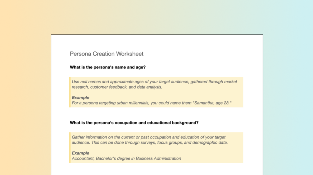 Persona Creation Worksheet