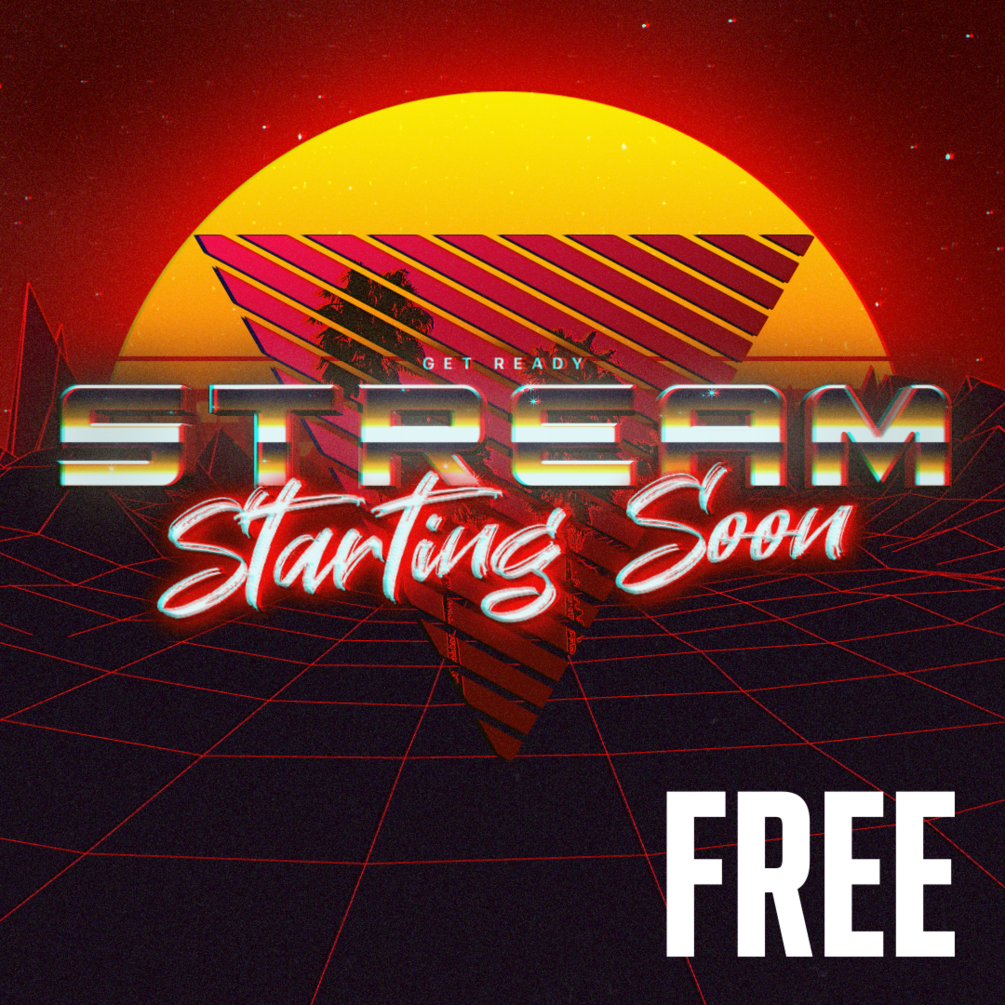 Free Bold Red Retrowave Starting Soon Animated Scene for Streamlabs and OBS