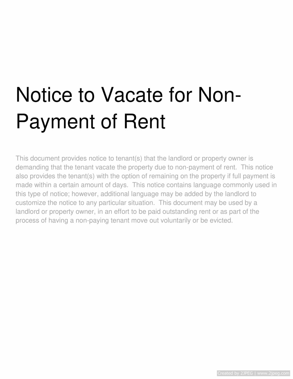 Notice to Vacate for Non-Payment of Rent 1