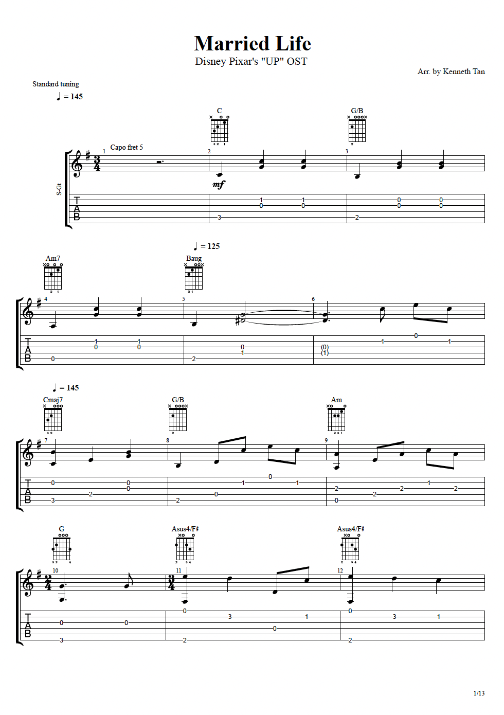 Married Life | Fingerstyle Guitar
