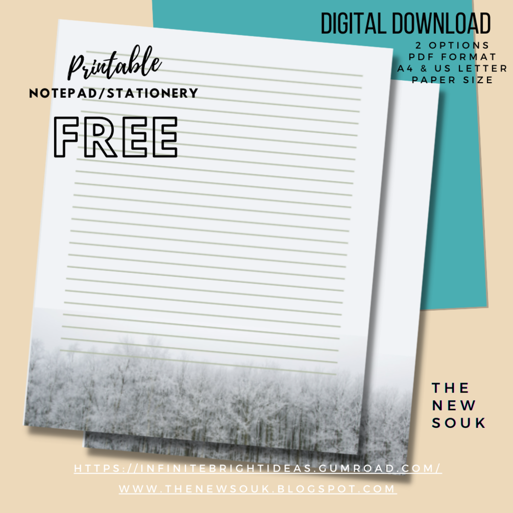 FREE Stationery - Trees Black & White
