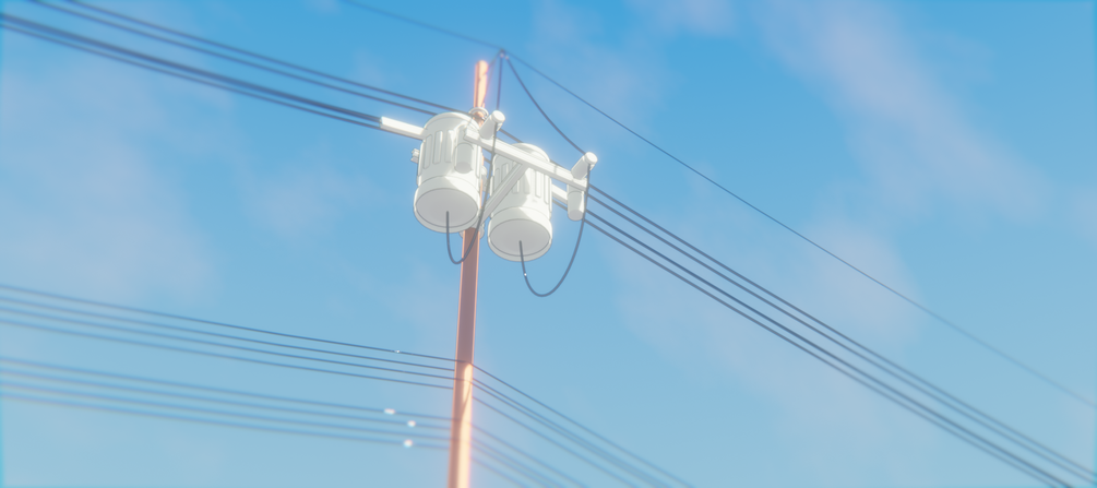 NPR Anime Style Utility Poles Scene Blend File