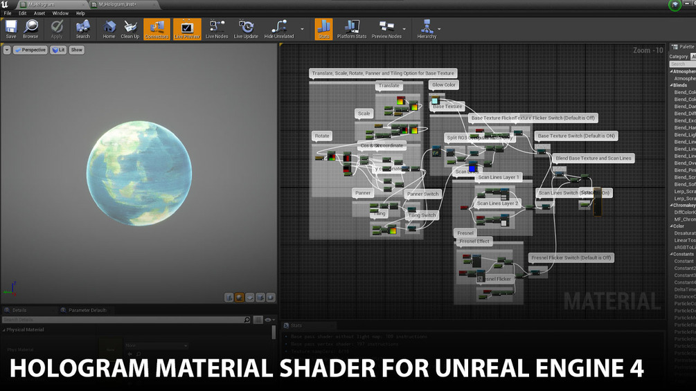 Simple Hologram Material Shader for Unreal Engine 4