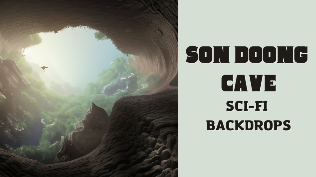 Sci-fi Son Doong cave landscape. Digital backdrops