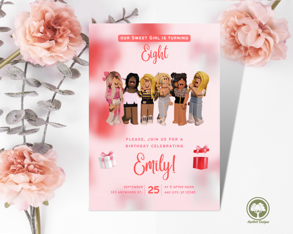 Sweet Roblox Girl Invitation Template