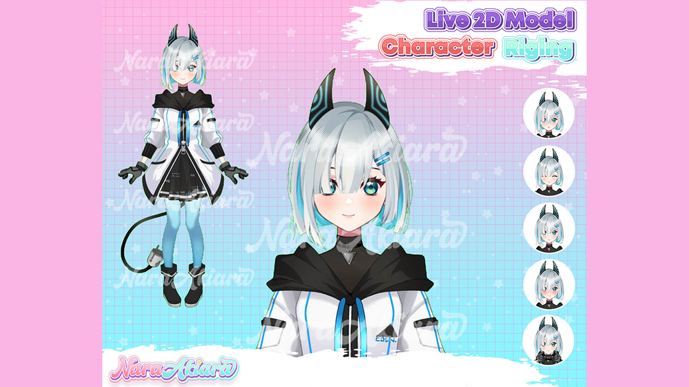 Vtuber Model and Rigging Anime Girl Semi Cyber White Hair Premade ...