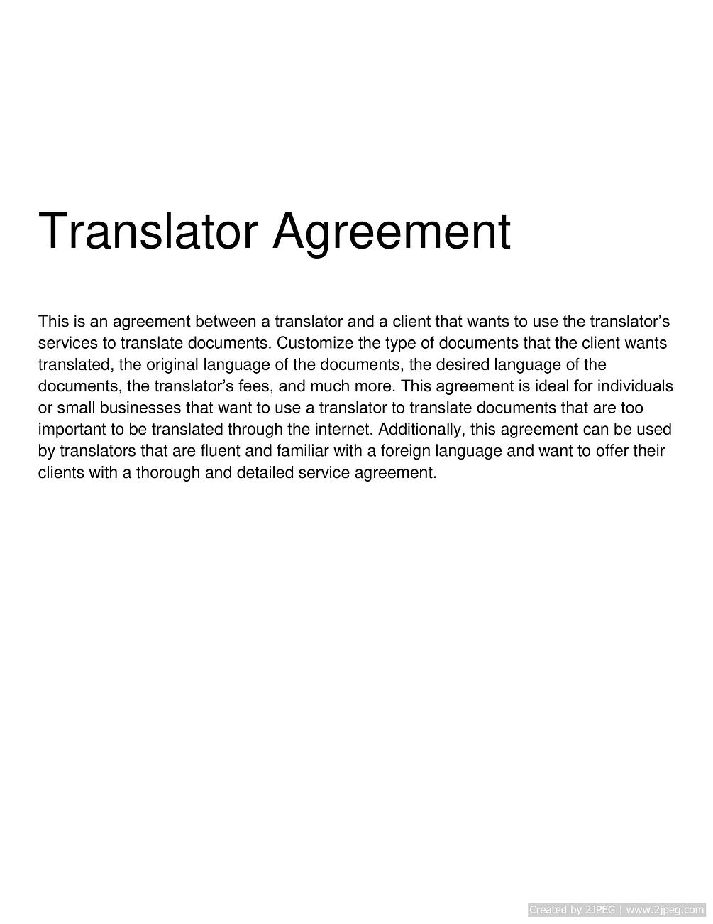 Translator Agreement