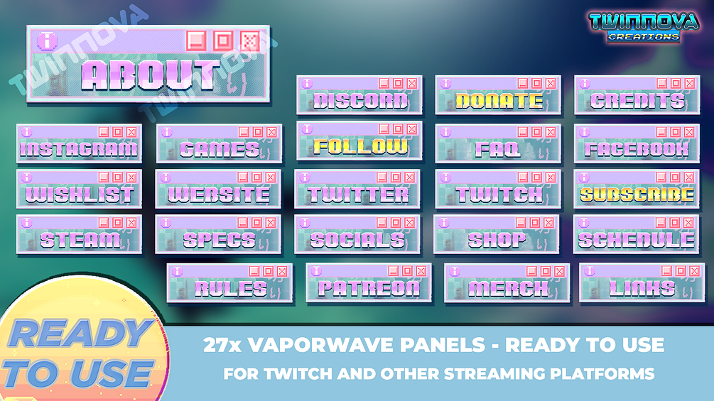 Twitch Panels - Vaporwave theme