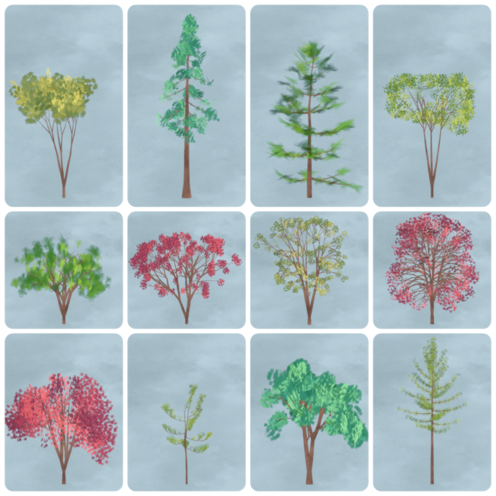 12 Stylised Trees