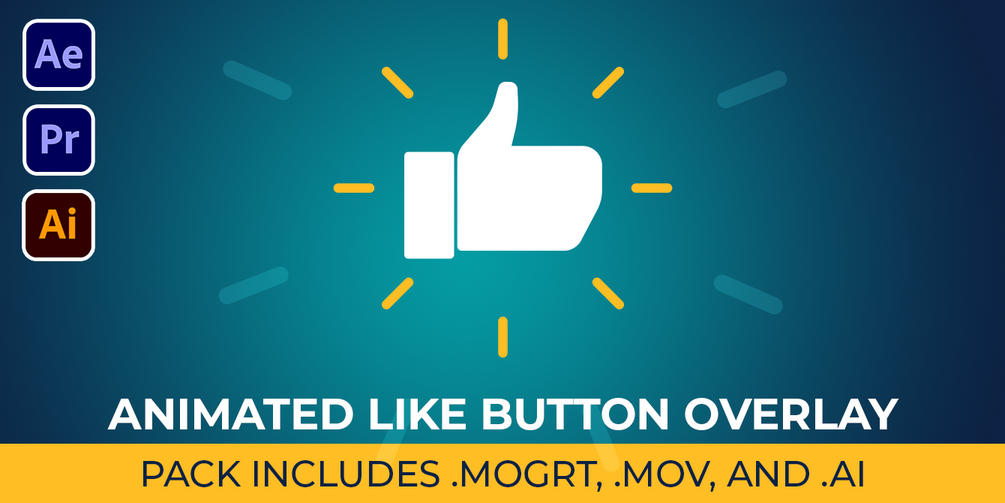 Like Button Animation Overlay - Thumbs Up - 2D Overlay, MOGRT file, and ...